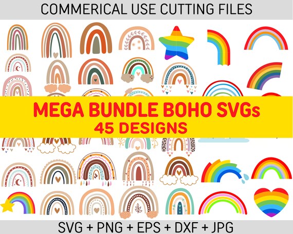 45 Mega Rainbow Bundle Svg Rainbow Bundle Svg for Cricut - Etsy