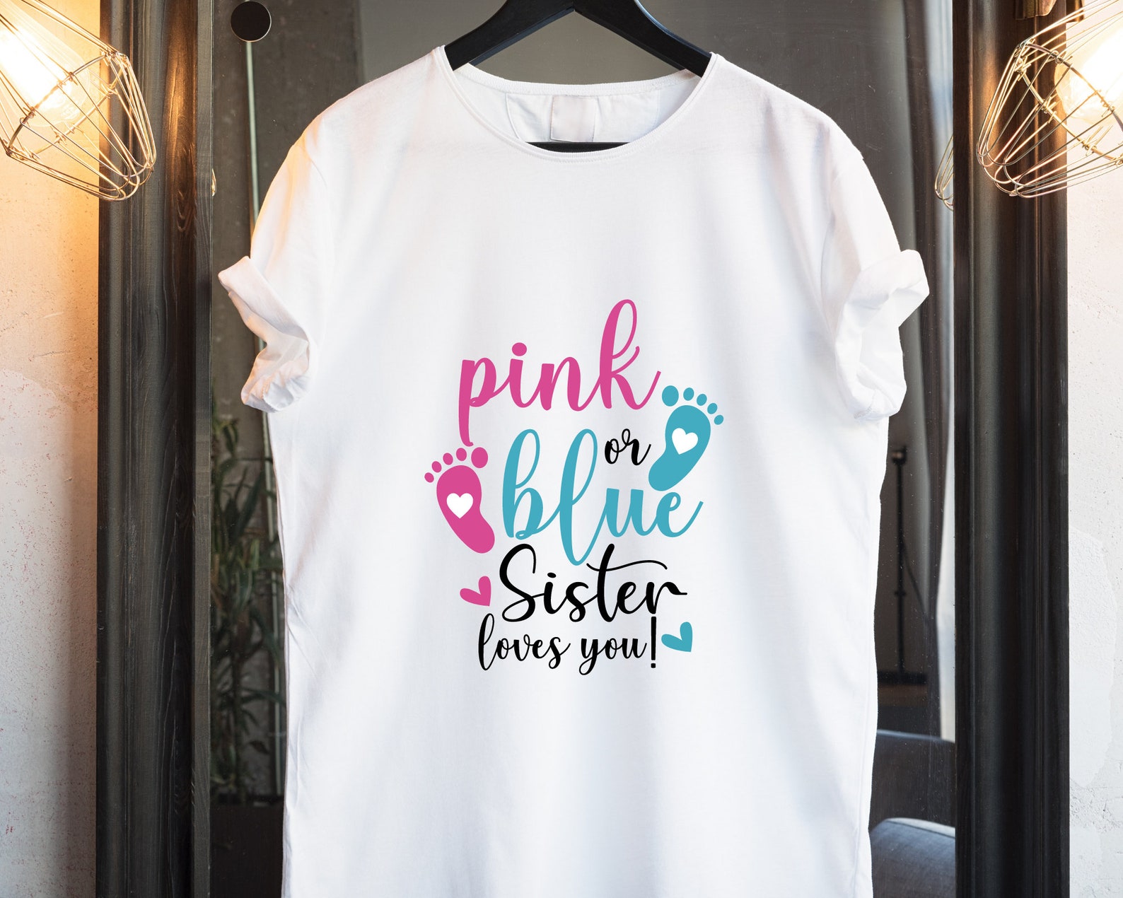 Pink or Blue Sister Loves You SVG Gender Reveal Svg Gender | Etsy