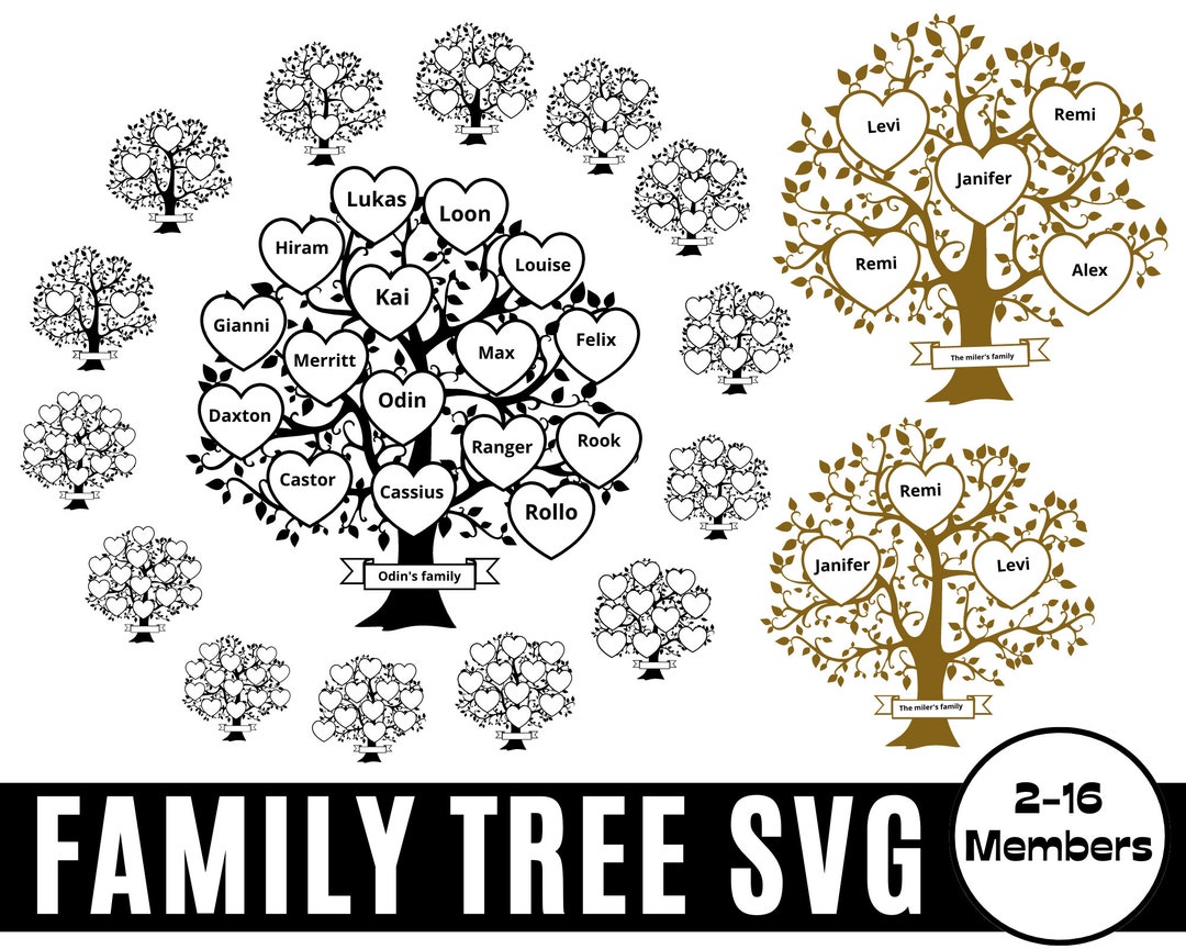 Family Tree Svg Bundle 2-16 Members Tree of Life Svg Family - Etsy