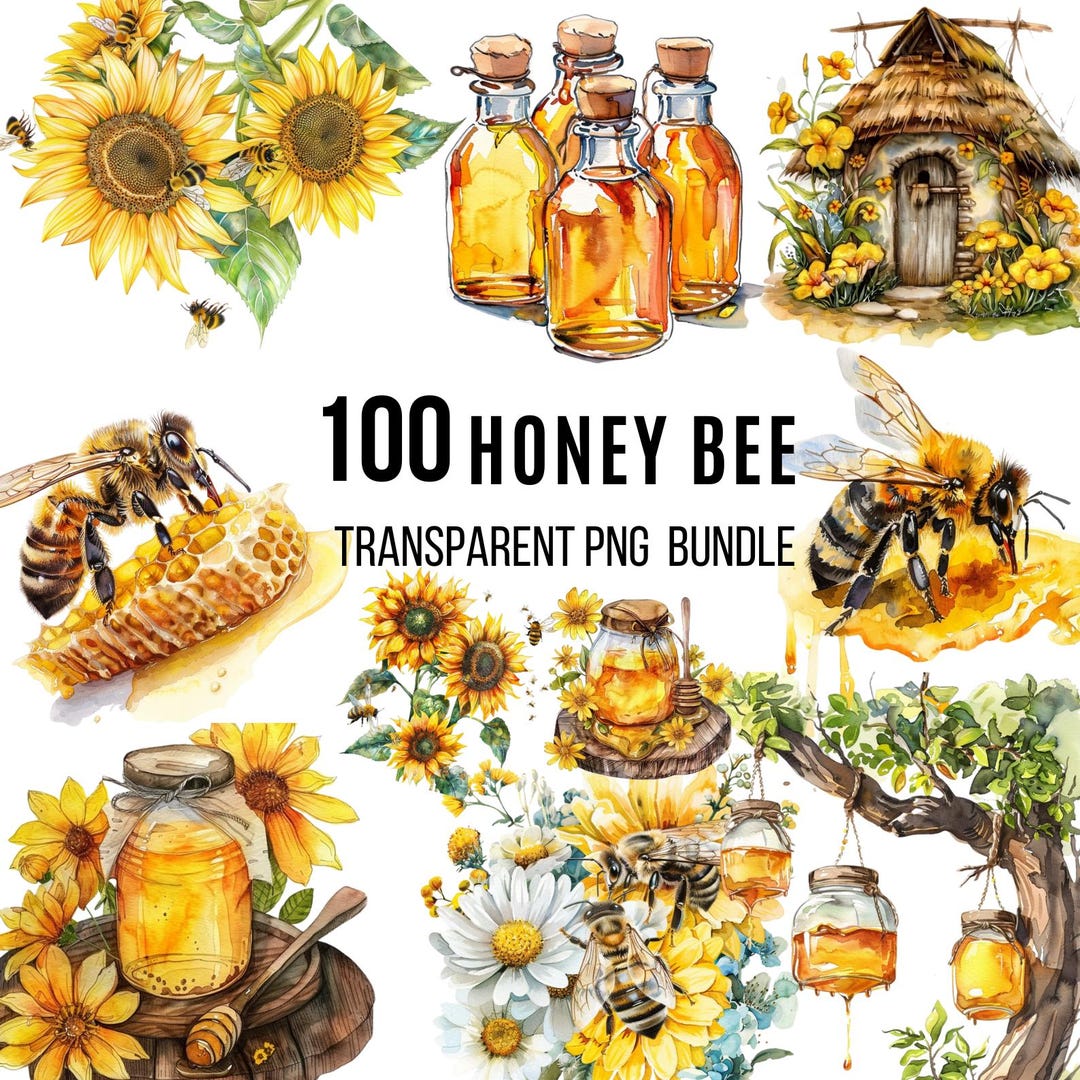 100+ Bees and Honey Clipart Bundle, Honey Bee Png, Cute Bees Clipart ...