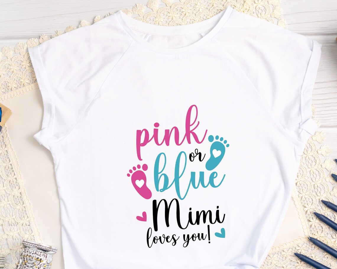Pink or Blue Mimi Love You Svg, Pink or Blue Mommy Yous SVG, Gender ...