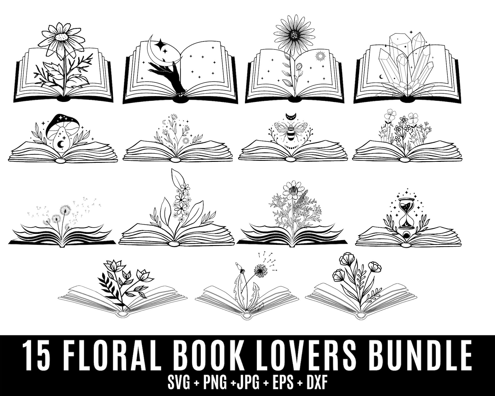 Floral Book Svg Book With Flowers Svg Book Svg Flowers With - Etsy