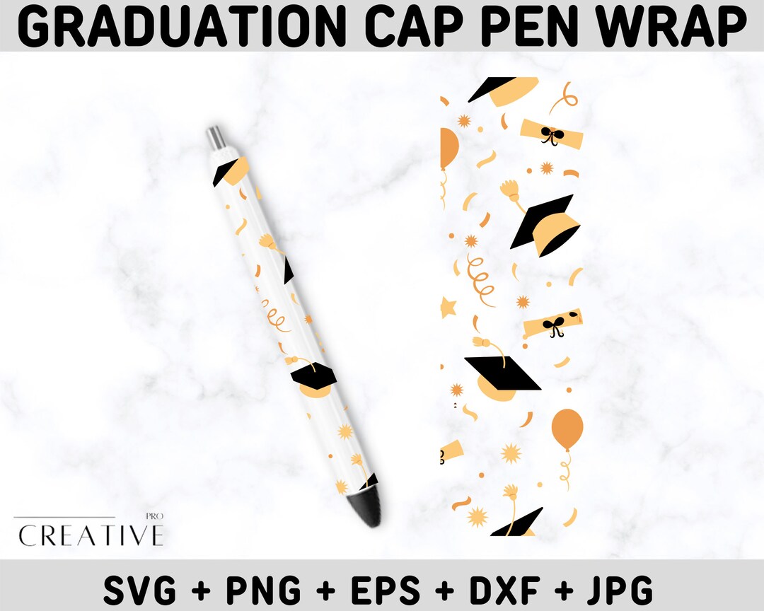 Glitter Pen Wraps Svg, Graduation Cap Pen Wrap, Window Epoxy Glitter ...