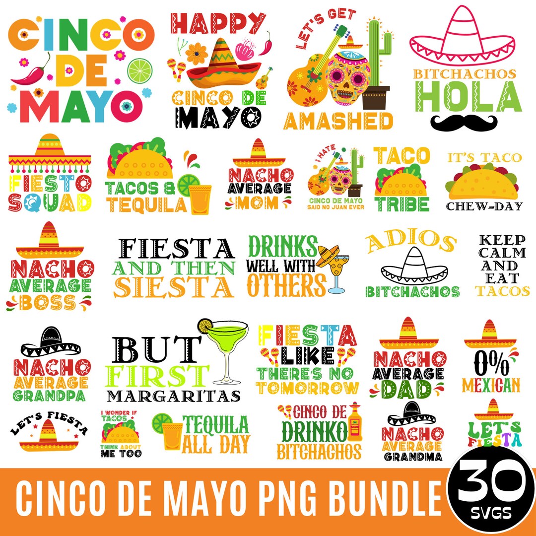 Cinco De Mayo PNG Bundle, Mexico Sublimation Designs, Cinco De Drinko ...