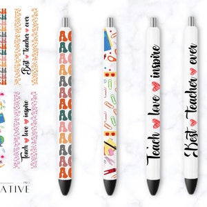 35 Teacher Pen Wraps Svg Bundle, Glitter Pen Patterns Svg, Tearch Pen ...
