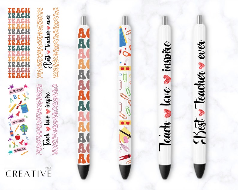 35 Teacher Pen Wraps Svg Bundle, Glitter Pen Patterns Svg, Tearch Pen ...