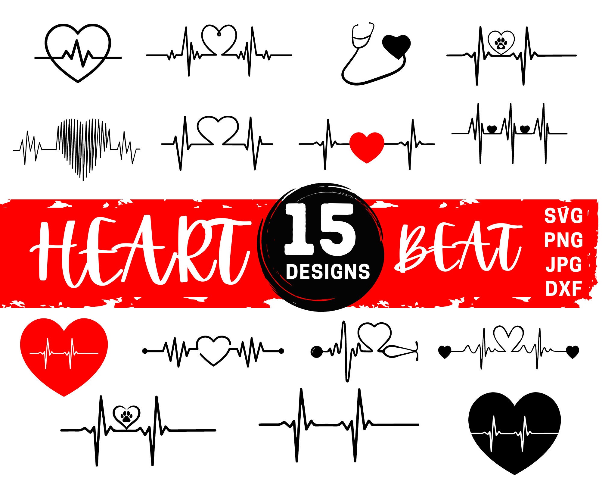 Heart Beat Svg Bundle heart Beat Svg Healthcare Heartbeat - Etsy