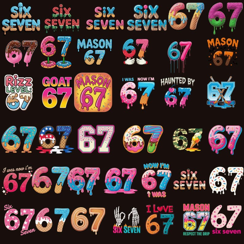 67 Valentine PNG Bundle, Six Seven Meme Designs, Funny 67 Rizz Love ...