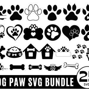 25 Dog Paw Svg Bundle, Paw Prints Bundle, Paws Clipart, Hunting Svg ...