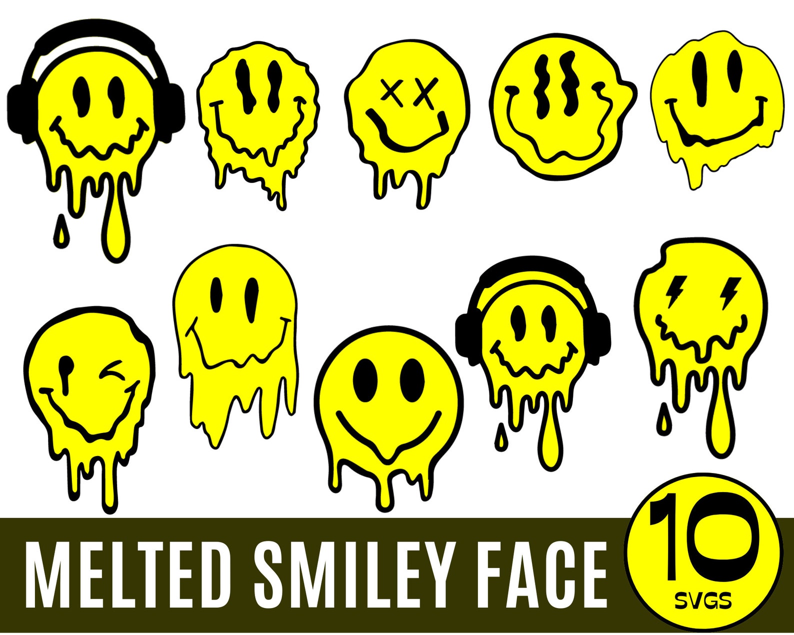 10 Melting Smiley Face Smiley Face Svg Bundle Retro Flower - Etsy UK