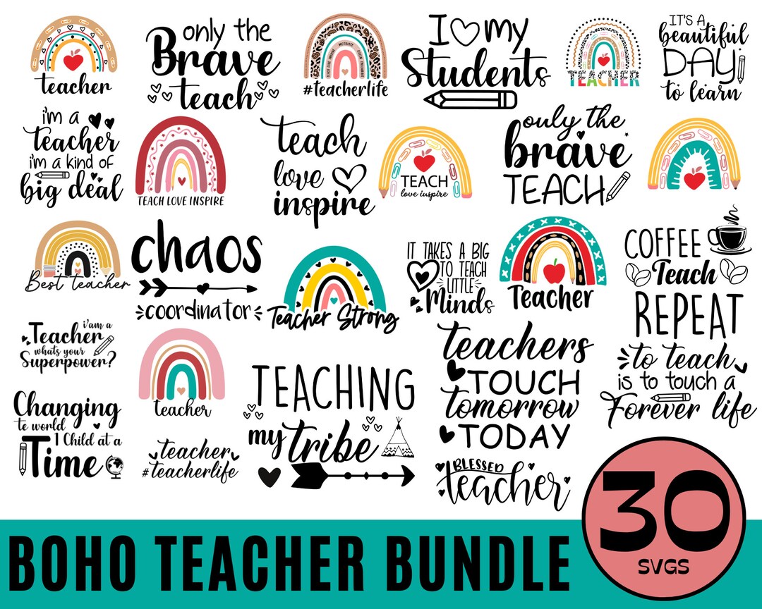 Boho Rainbow Teacher Svg,teacher Rainbow Png SVG, Teacher Life Svg ...