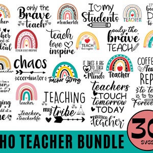 Boho Rainbow Teacher Svg,teacher Rainbow Png SVG, Teacher Life Svg ...