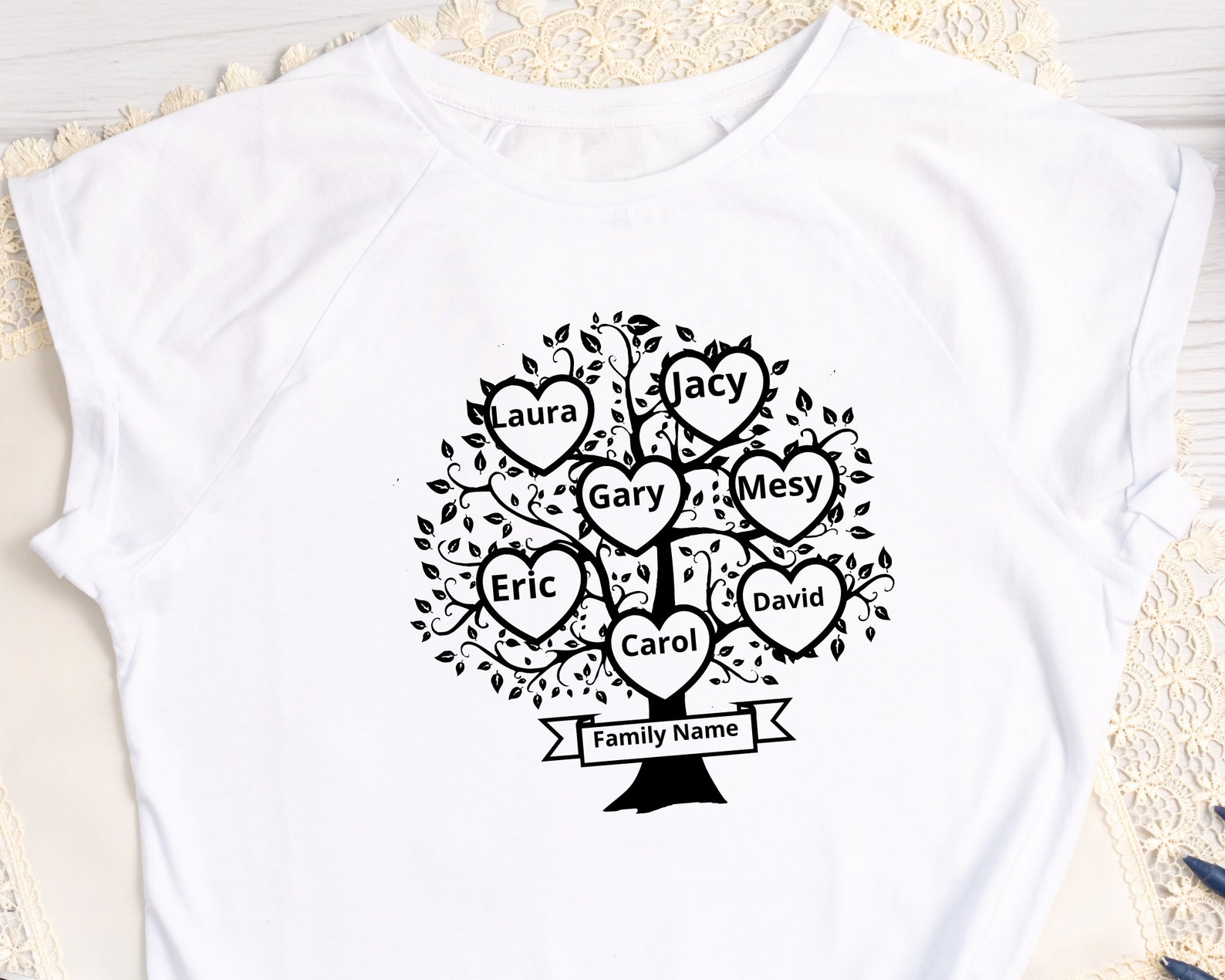 Family Tree Svg 7 Members, Family Heart Tree Svg, 7 Person Family Tree ...