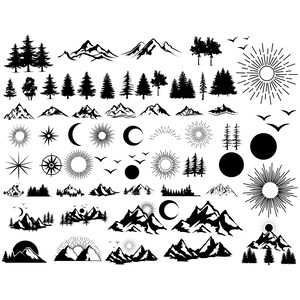 MEGA Geometric Mountain and Forest BUNDLE, Mountain Svg Hand Drawn ...