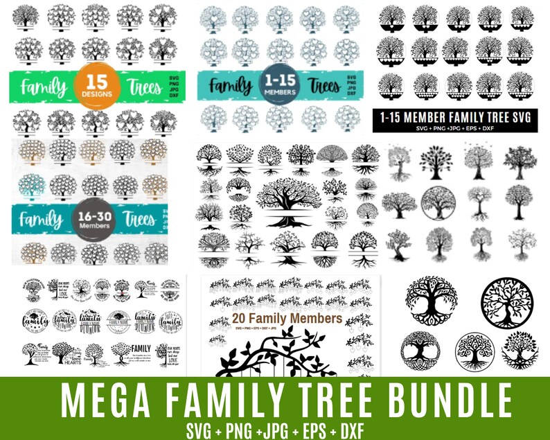 Family Tree With Branches Svg Bundle Family Tree Heart SVG - Etsy