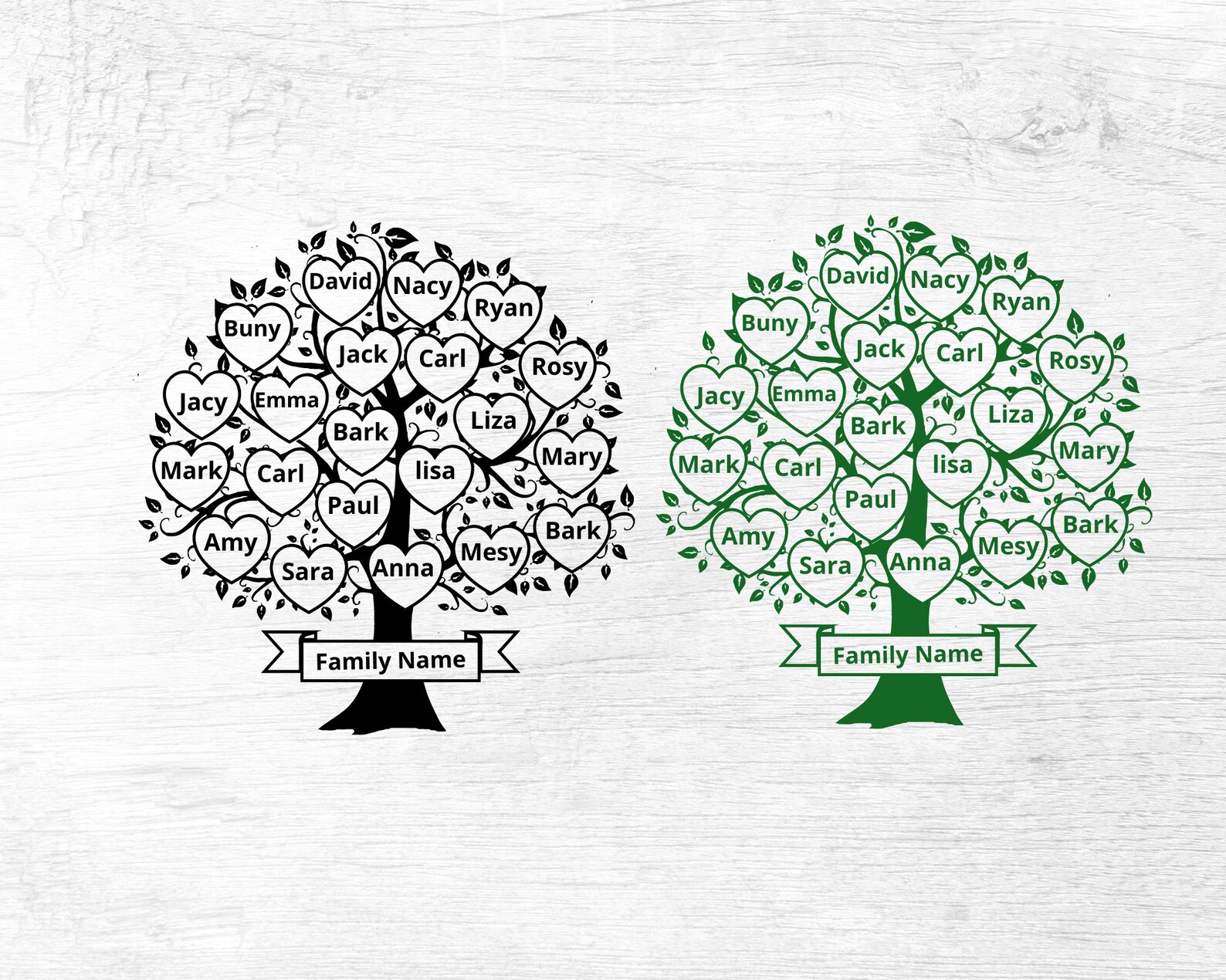 Family Tree Svg 21 Members Tree of Life Svg Family Heart - Etsy
