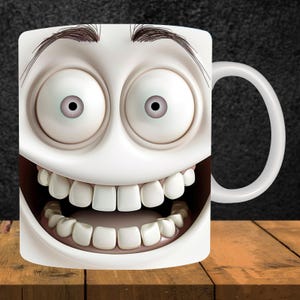 3D Funny Faces Mug Wrap Bundle, 11 Oz & 15 Oz Mug Bundle Sublimation ...