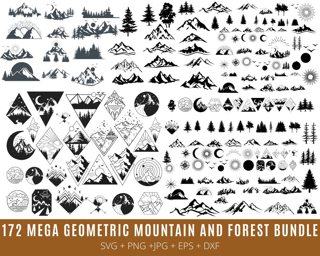 MEGA Geometric Mountain and Forest BUNDLE Mountain Svg Hand - Etsy