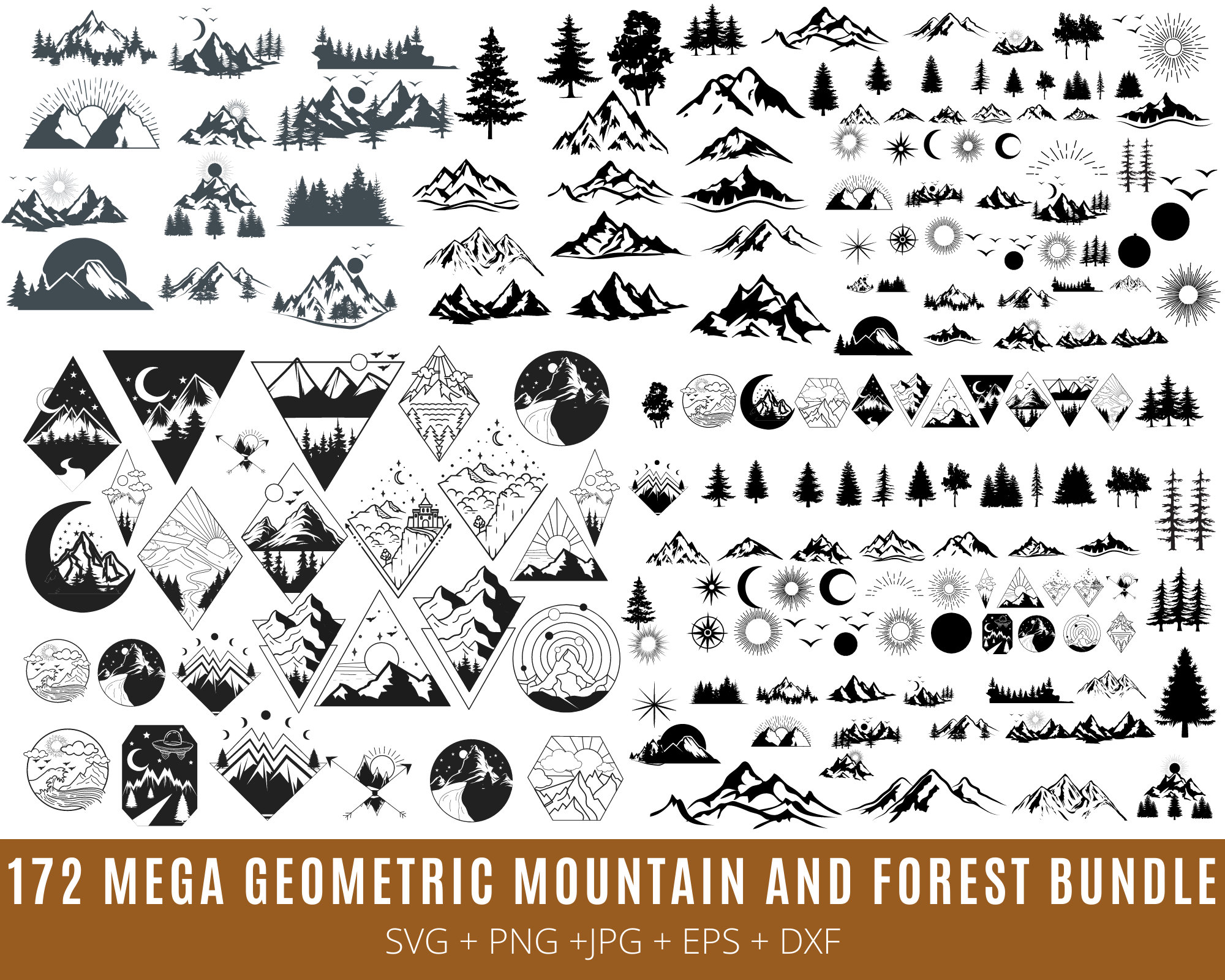 MEGA Geometric Mountain and Forest BUNDLE Mountain Svg Hand - Etsy Canada