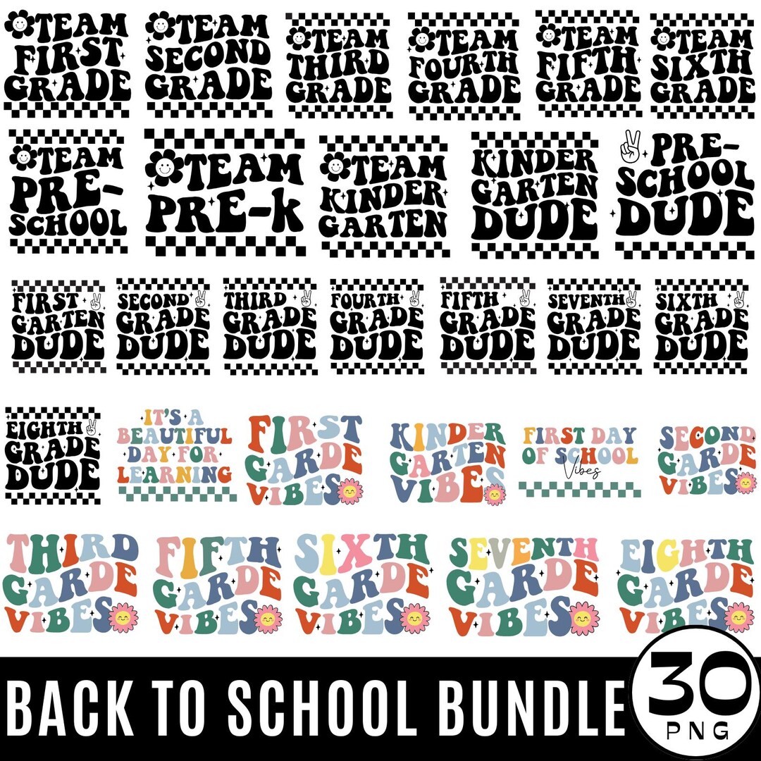 30 Back to School Svg Bundle, First Day of School, School Grade Svg ...