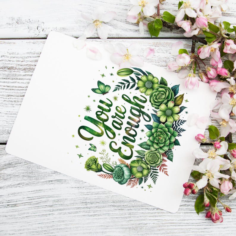 Motivational Quotes Clipart PNG Bundle, Inspirational Floral Wreath ...