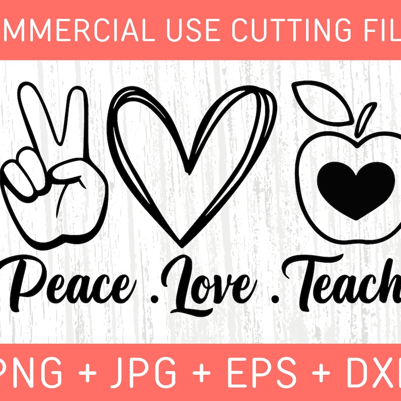 Peace Love Teach Png - Etsy