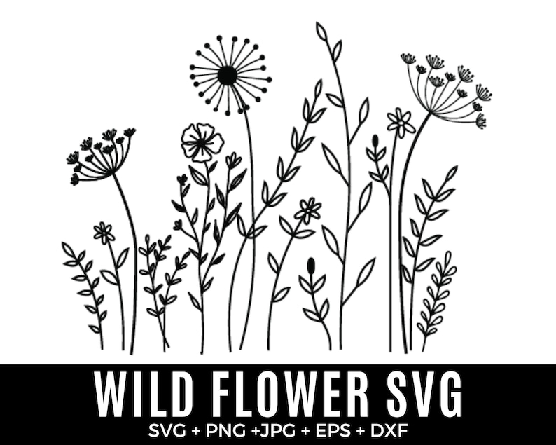 Wildflower Bundle Svg, Flower Meadow Border Svg, Flower Border SVG ...