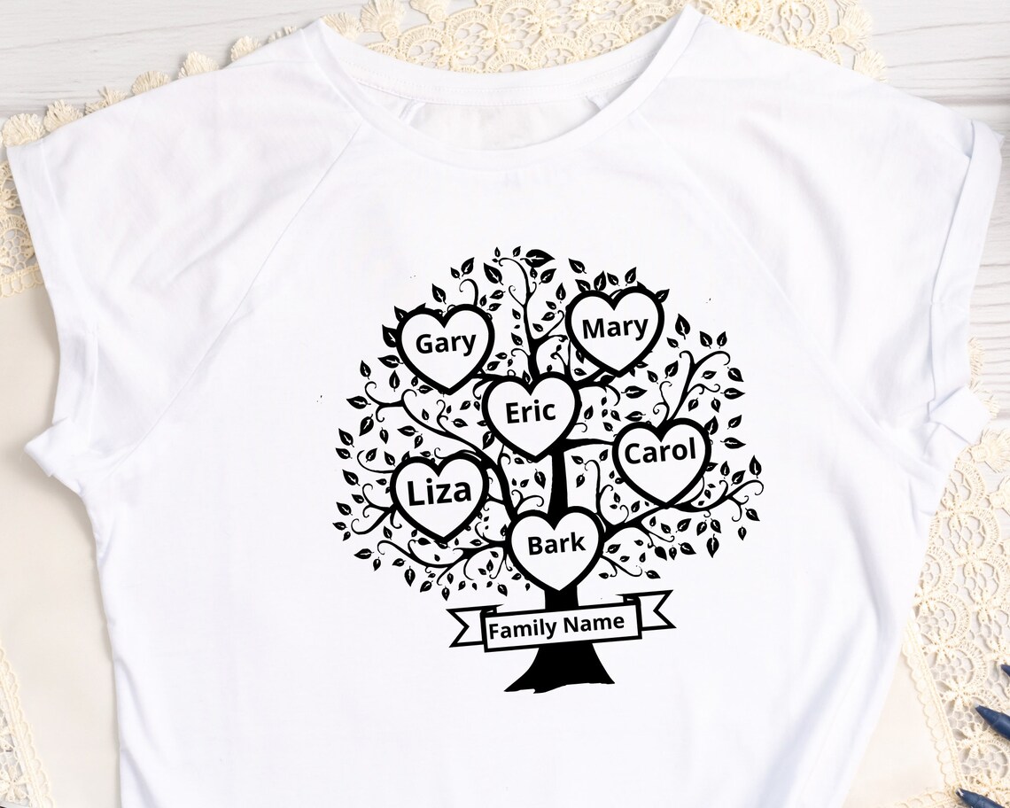 Family Tree 6 Members Svg, Family Heart Tree Svg, Family Reunion Svg ...
