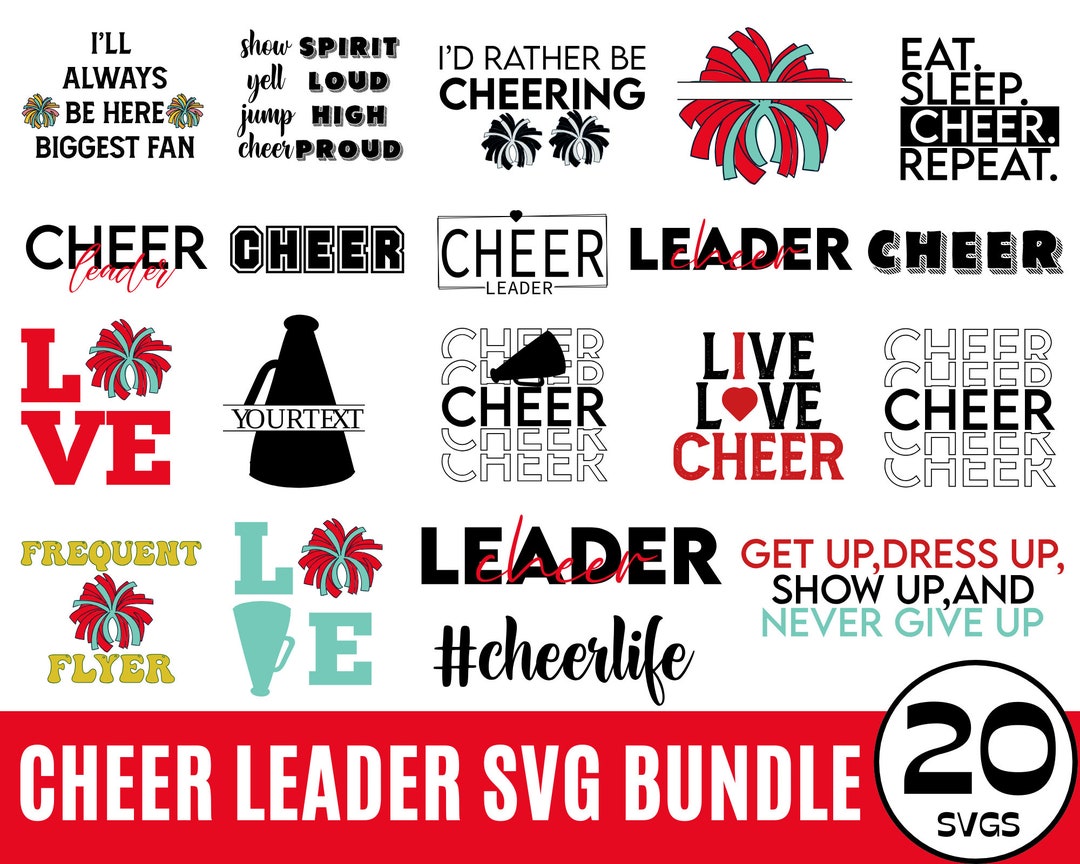 20 Cheer Svg Bundle, Cheerleader Svg, Cheer Squad Svg, Cheer Team Svg ...
