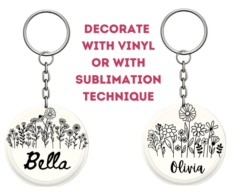 Floral Keychain SVG Bundle, Key Ring Svg, Keychain Pattern Svg, Round ...