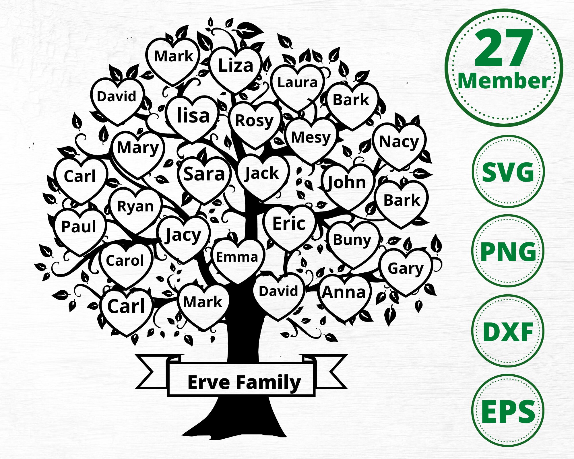 Family tree svg 27 members, Family heart tree svg, Family reunion svg ...