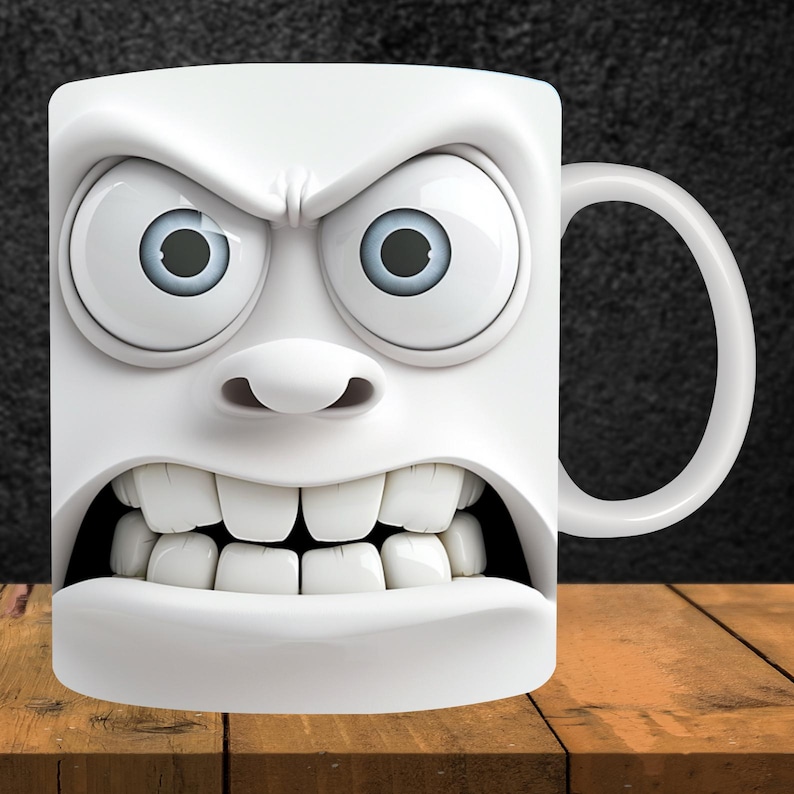 3D Funny Sarcastic Mug, 3D Funny Faces Mug Wrap, 11 Oz & 15 Oz Mug ...