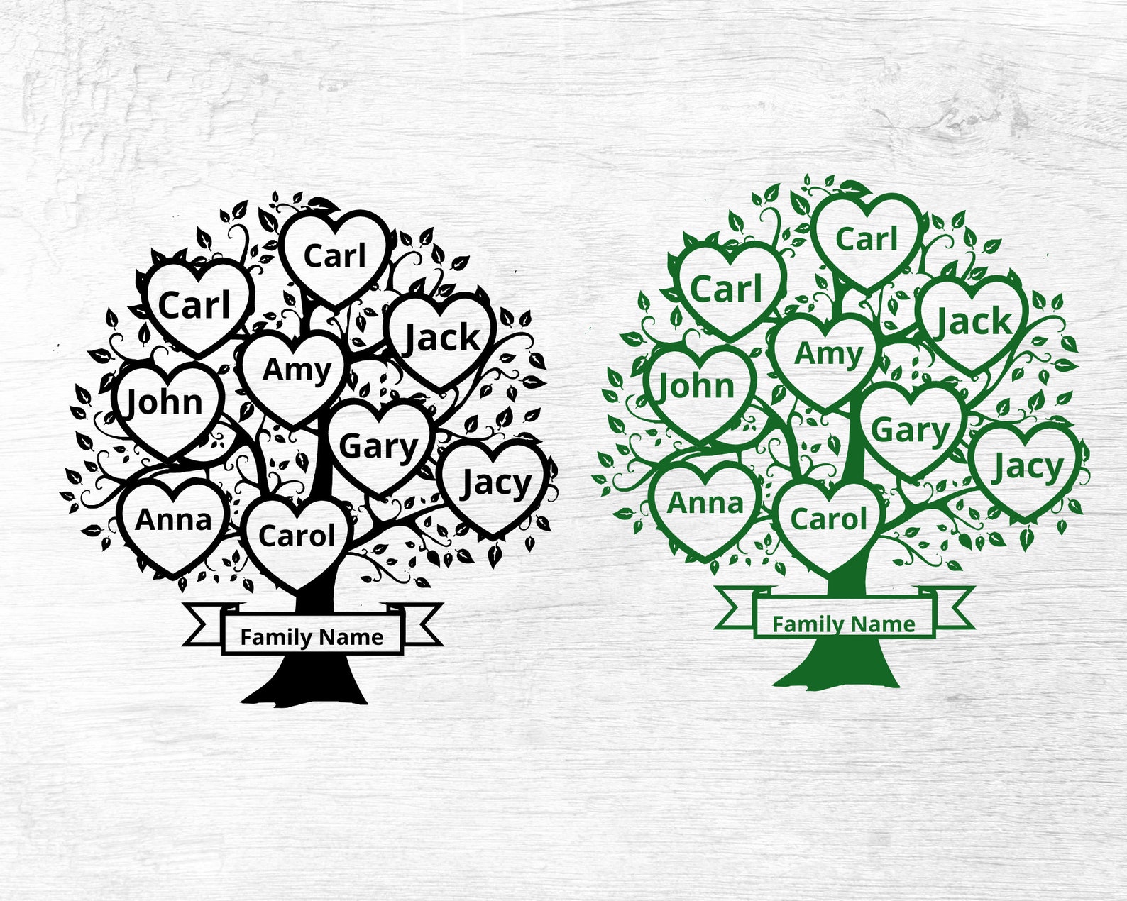 Family Tree Svg 9 Members Family Heart Tree Svg Family | Etsy