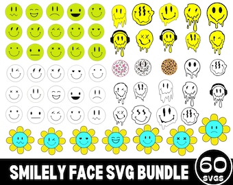 Smiley Face Svg Bundle, Smiley Face Svg, Drippy Smiley Svg, Melting ...