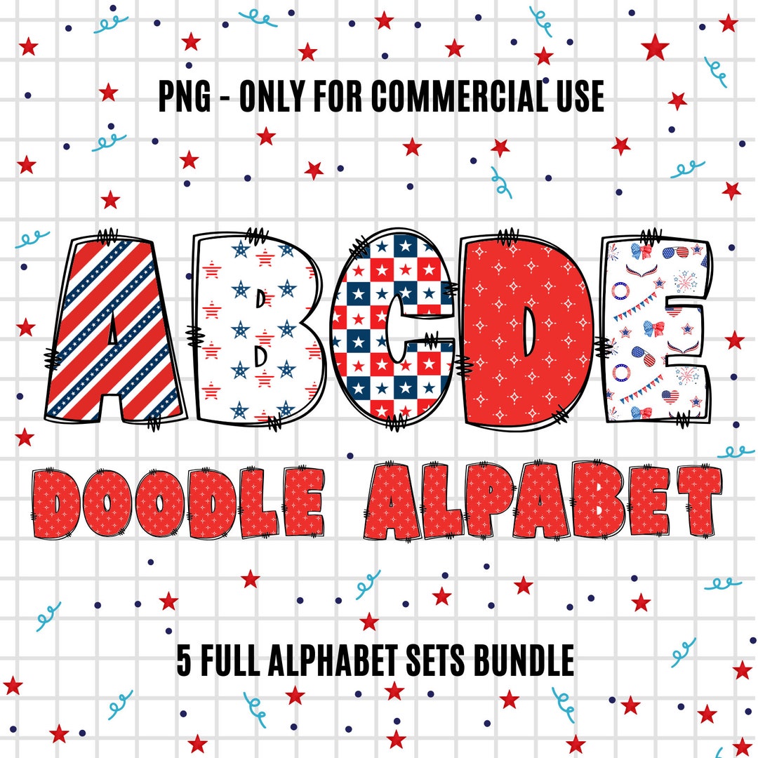 4TH July USA Letters Png Bundle, USA Flag Doodle Letters, Patriotic ...