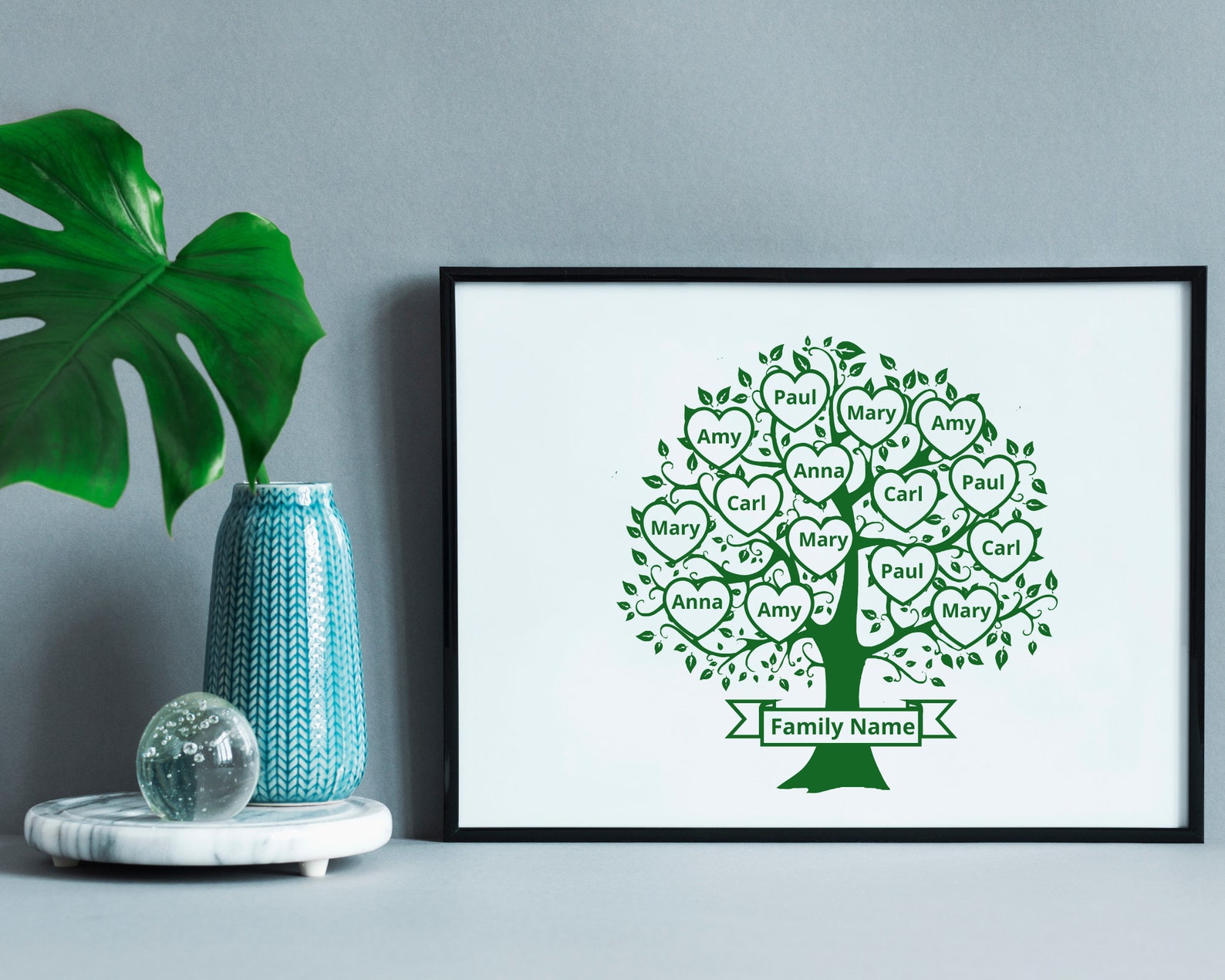 15 People Family Tree Svg, Family Tree Svg 15 Members, 15 Heart Tree ...
