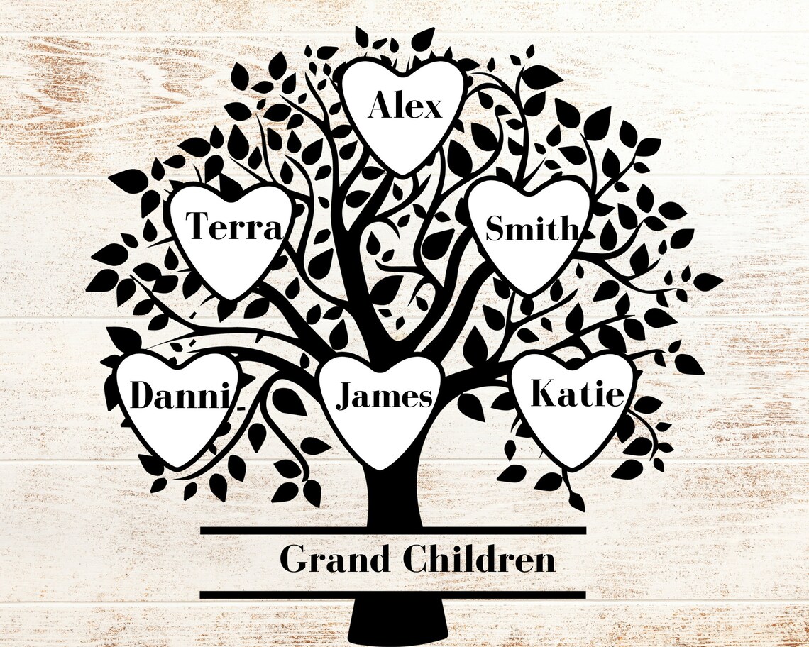 Family Tree Svg 6 Members Custom Family Tree Svg 6 Names - Etsy