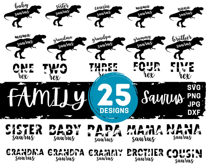 25 Family Saurus Svg Bundle Dinosaur Family Svg mama Saurus - Etsy
