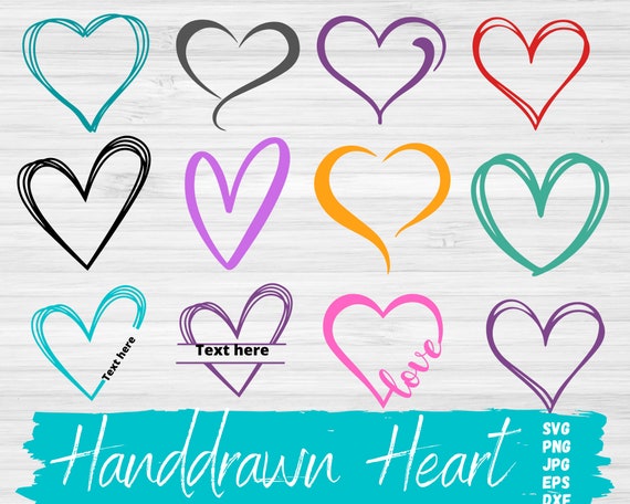 Open Heart SVG Bundle Doodle Heart DXF Hand Drawn Heart Svg - Etsy