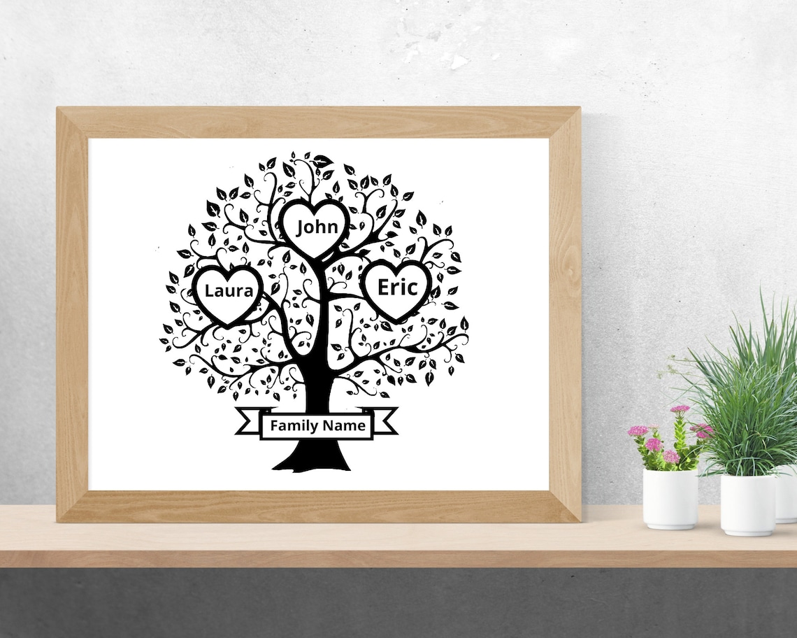 Family Tree Svg 3 Members, Family Heart Tree Svg, Family Reunion Svg ...
