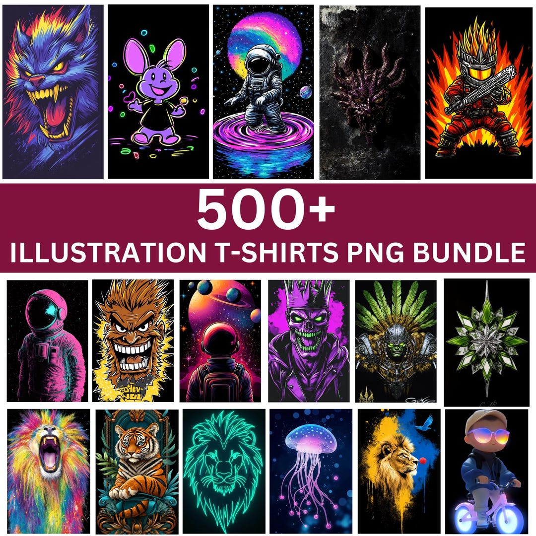 500+ Anime T-shirt Designs PNG Bundle, Featuring Astronaut & Tiger ...