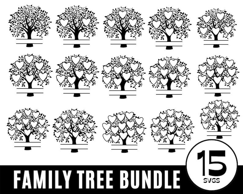 Family Tree Svg Bundle 1-15 Members Family Reunion Svg - Etsy