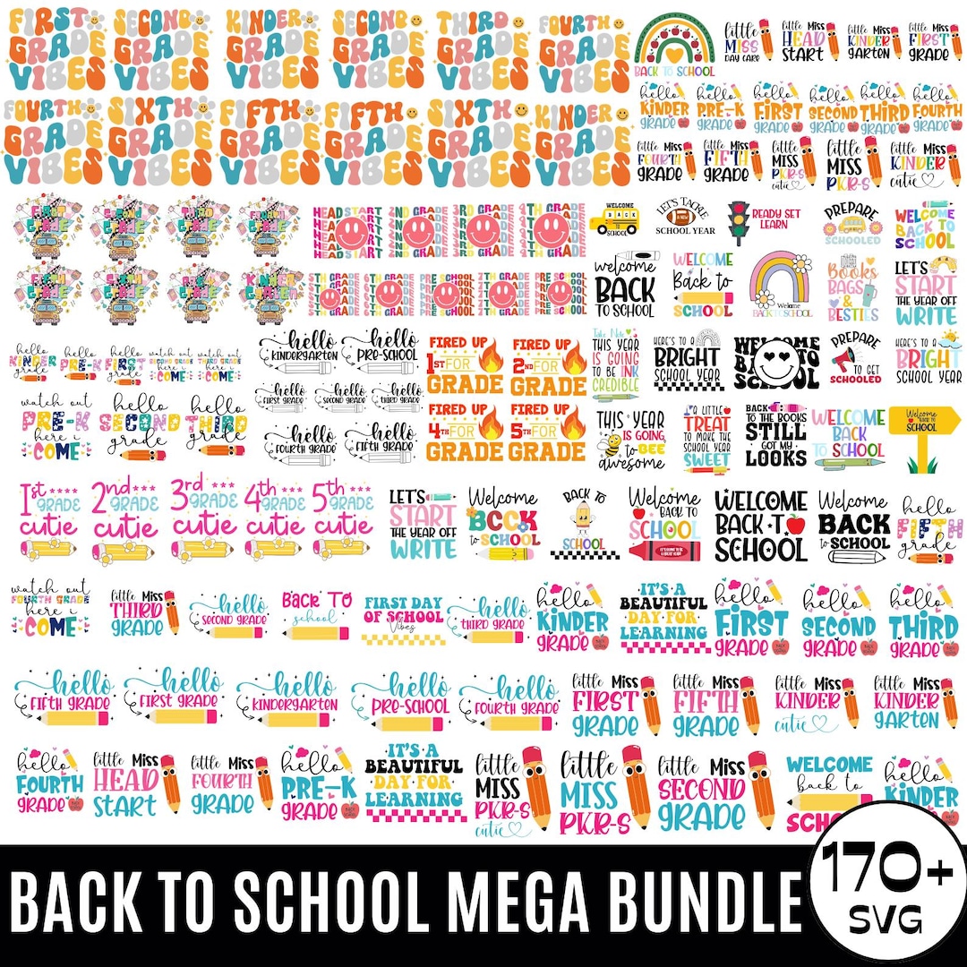 Preppy Back to School SVG Mega Bundle, Coquette Teacher First Day of ...