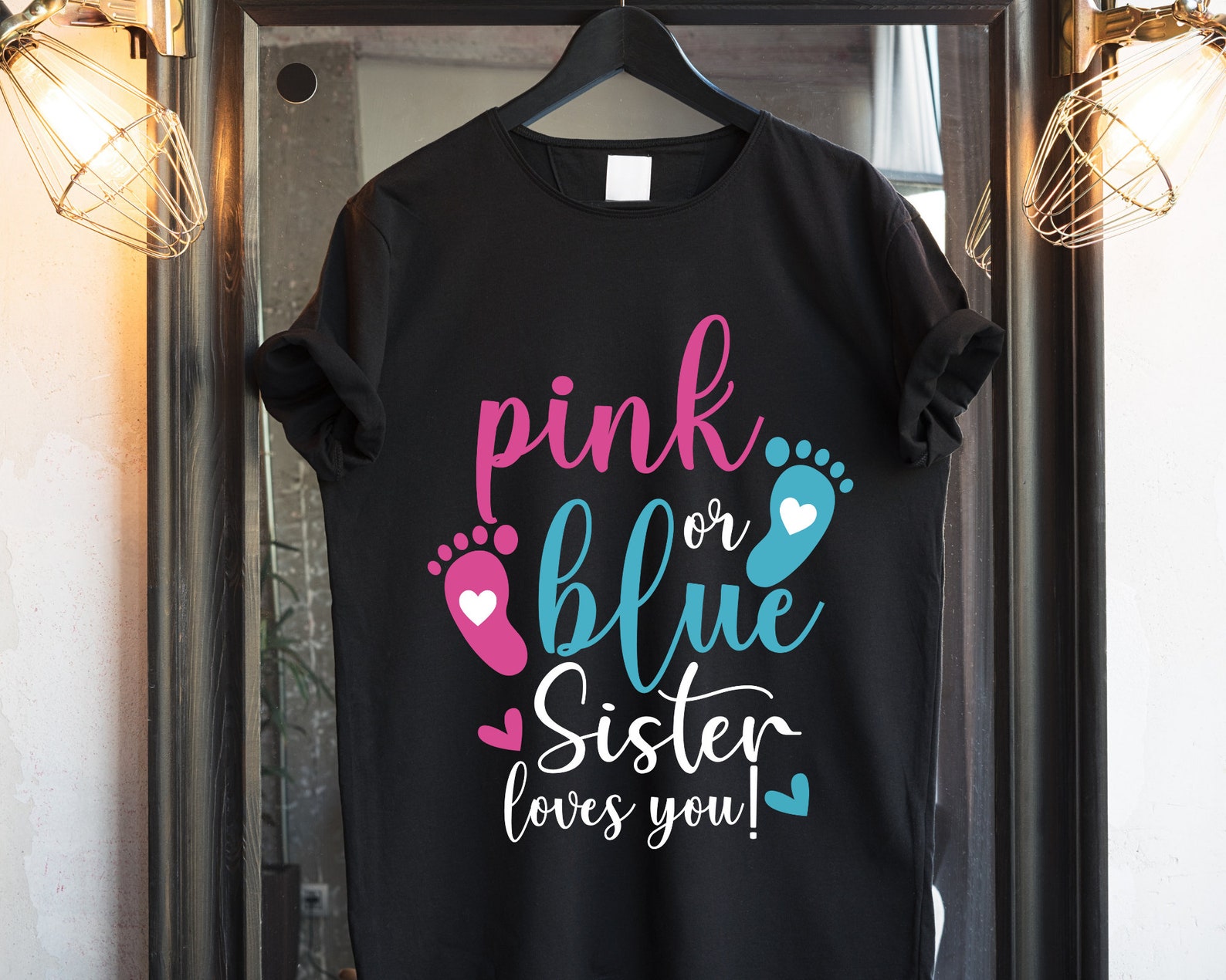 Pink or Blue Sister Loves You SVG Gender Reveal Svg Gender | Etsy