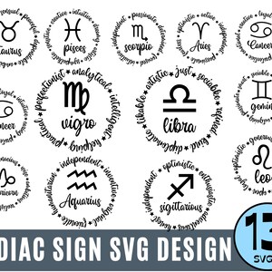 Zodiac Signs SVG Bundle Astrology Signs Svg Star Sign Svg - Etsy