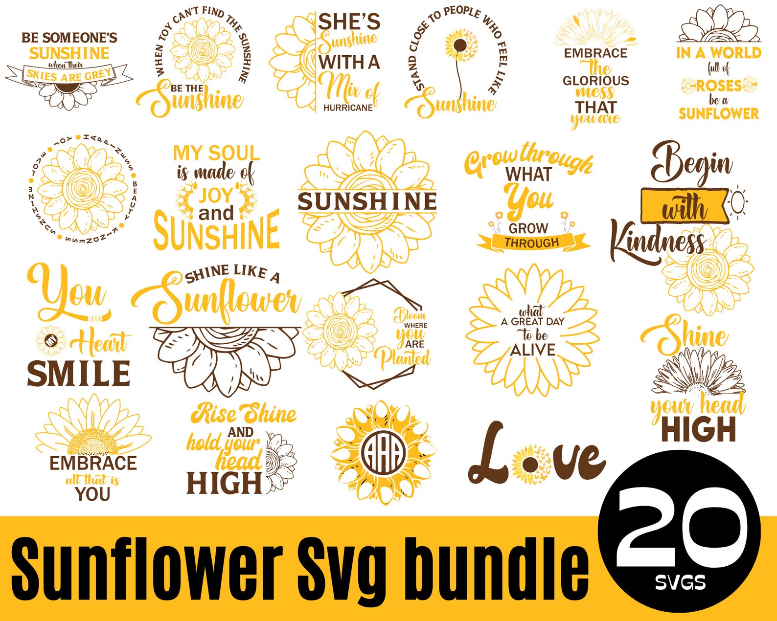 Sunflower SVG Sunflower SVG Bundleflower Svg Monogram Svg - Etsy