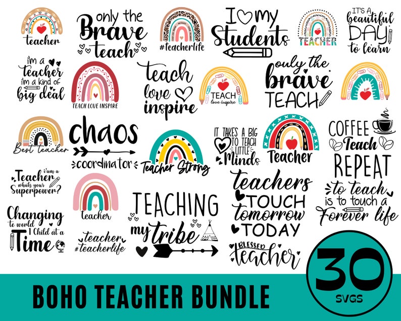 Boho Rainbow Teacher Svgteacher Rainbow Png SVG Teacher Life - Etsy