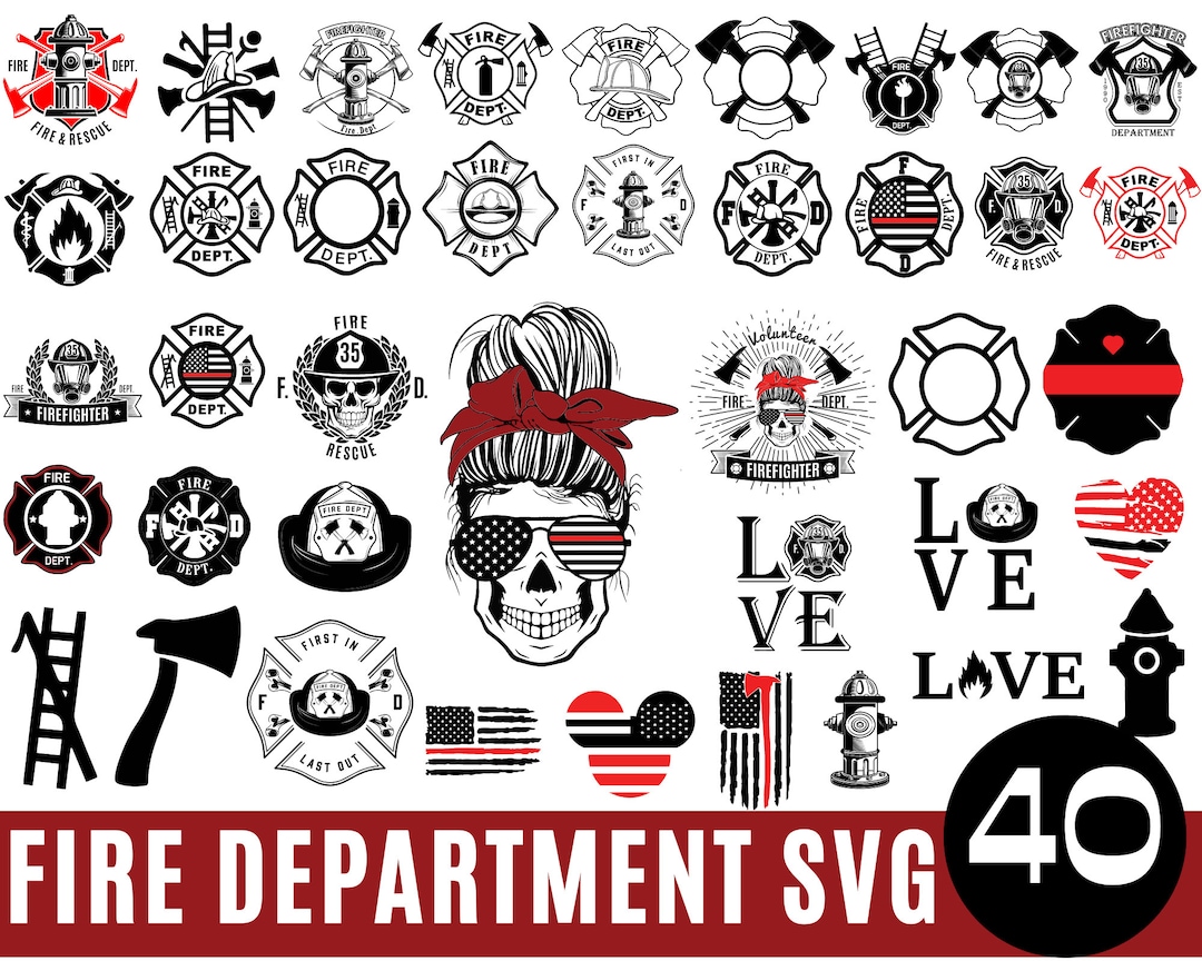 40 FIRE DEPARTMENT SVG Bundle, Fire Dept Svg, Firefighter Svg, Maltese ...