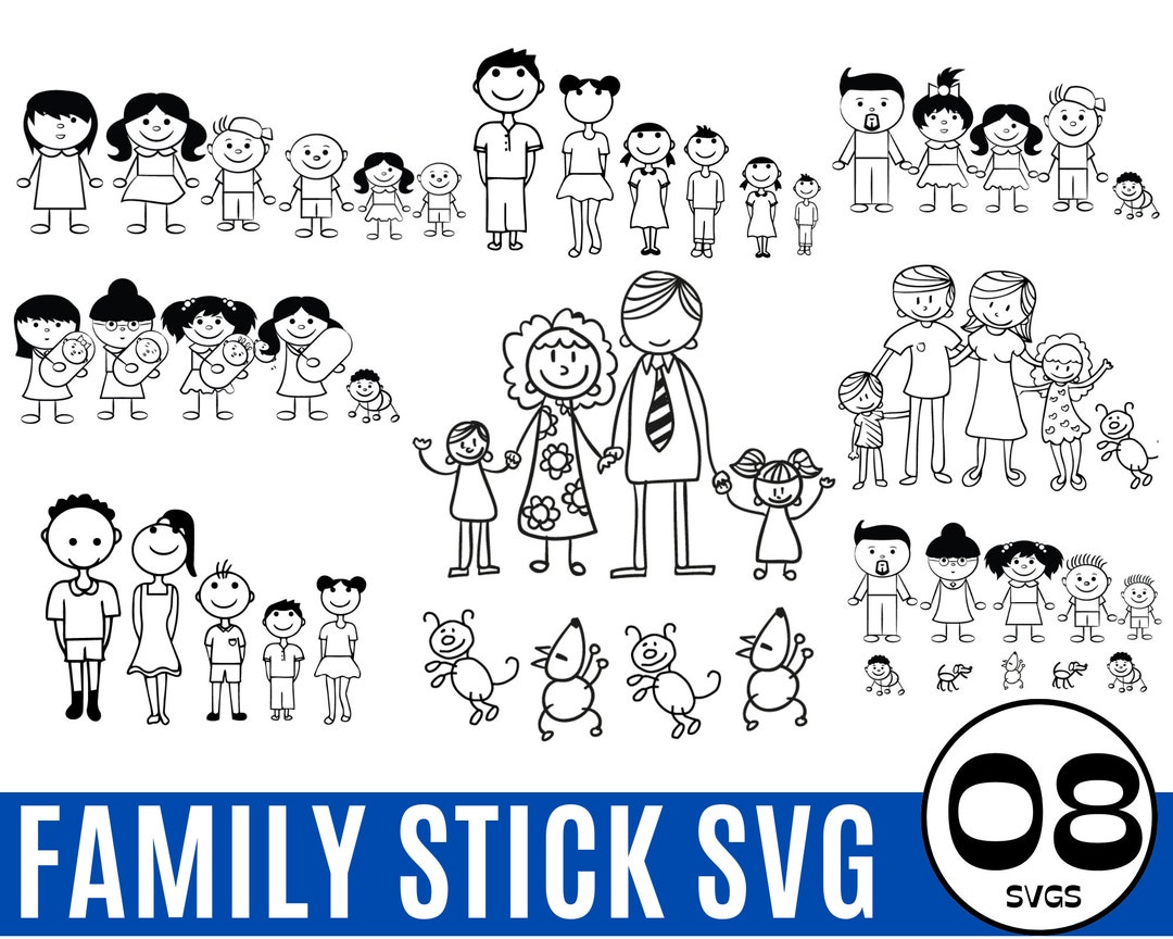 08 Stick Family Svg Bundle, Stick Family Clipart, Stick Family Cut ...
