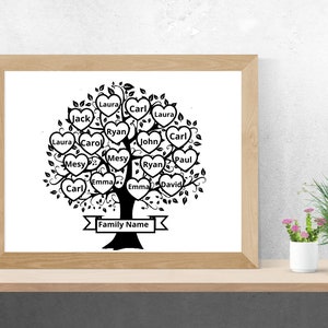 Family Tree Svg 17 Members, Family Heart Tree Svg, Family Reunion Svg ...